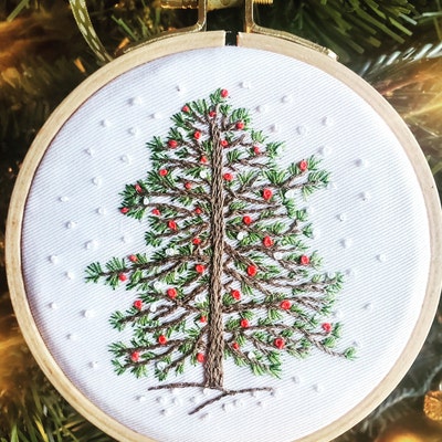 Christmas Tree Hand Embroidery Kit Winter Christmas Embroidery ...