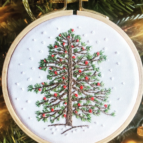 Christmas Tree Hand Embroidery Kit - Winter Christmas Embroidery ...