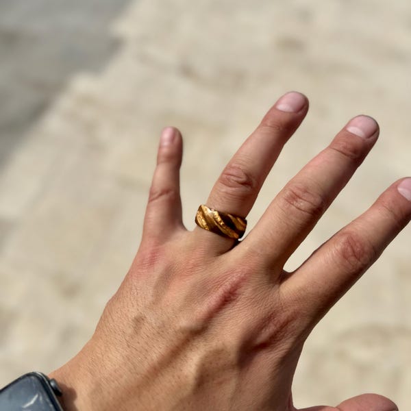 Jameson Whiskey Barrel Spiral Grain Wood Ring With Twin Platinum Wire ...