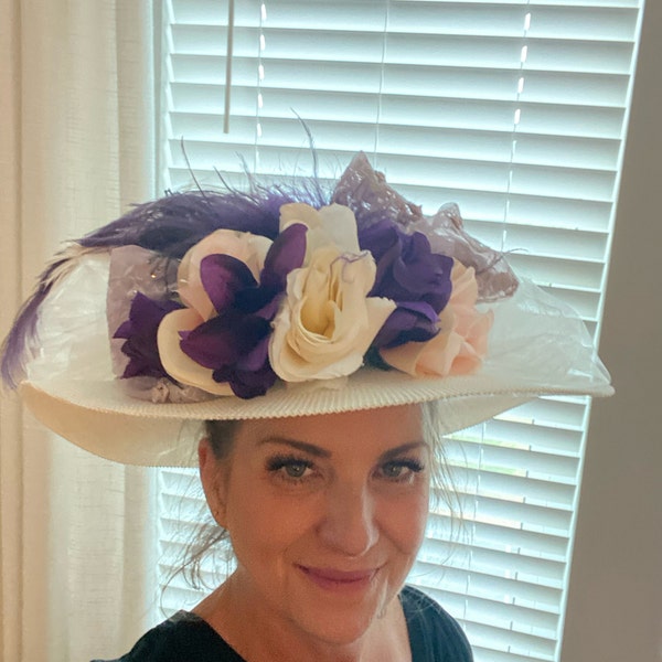 Victorian Hat Blue, Tea Party Hat Blue, Southern Hat, Somewhere in Time ...