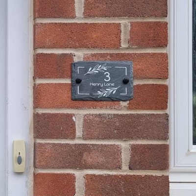 Rustic Slate Door Number, Slate Gate Sign Plaque, Stone Home Number ...