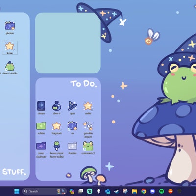 Wizard Frog Computer Desktop Theme Background Wallpaper Organizer Set ...