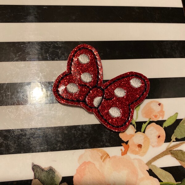 Red Glitter Polka Dot Bow, Polka Dot Bow Felties, Bow Felties, Red ...