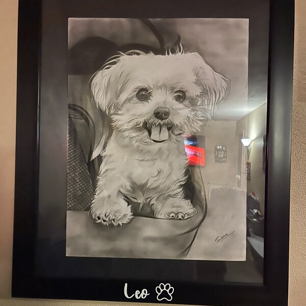 Custom Dog Drawing, Dog Memorial, Photo to Sketch, Charcoal Drawing ...