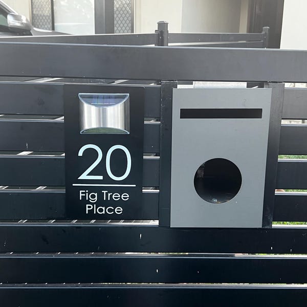 K Smart Sign Modern House Signs Plaque Door Number Street Glass Effect ...