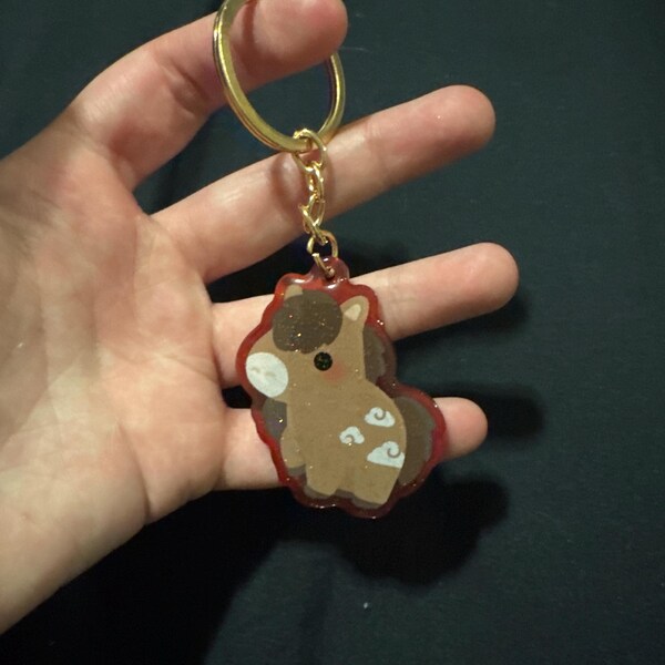 Gray Timber Wolf Acrylic Glitter Keychain Kawaii Chibi Wild Animal ...