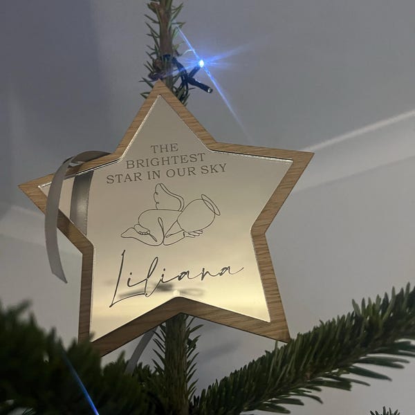 Mum in Loving Memory Christmas Tree Topper Angel Star, Memorial Tree ...