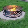 American Flag Steel Fire Pit Ring, Heavy Duty, Outdoor Campfire Ring ...