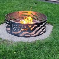 American Flag Fire Pit Ring, 16 Tall, Heavy Duty, Patriotic, Made in ...