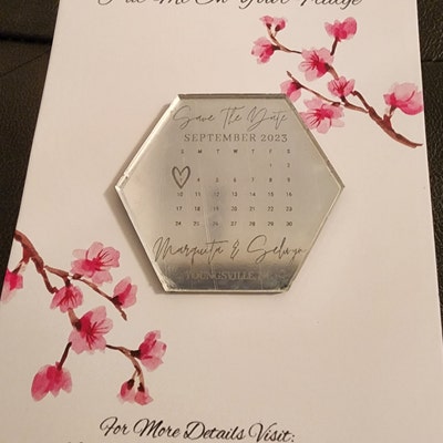 Boho Save the Date Mirror Acrylic Magnets Custom Personalized - Etsy