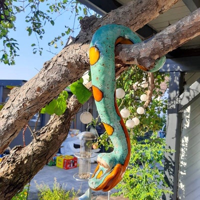 Ceramic Tree Snake, for Hanging, Frost-proof, Unique, Turquoise, Garden ...