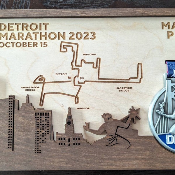 Detroit Marathon Finisher Medal Holder With Full Personalization ...