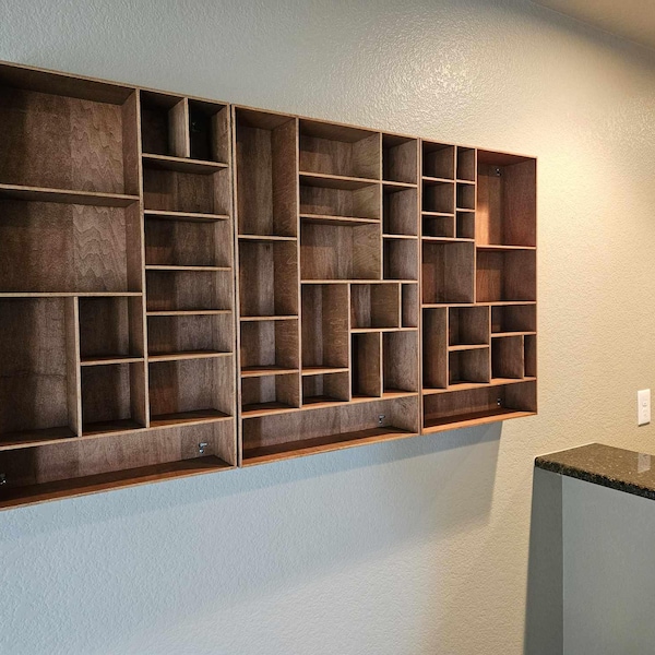 30 Compartment Wooden Display Shelf Trinket Shelf Curio Cabinet Knick ...