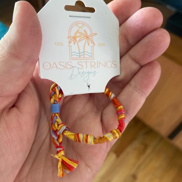 Boho Fringe Cotton Keychain, Case of Stripes Friendship Bracelet ...