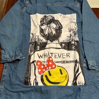 Patchwork Denim Jacket, Cat Printed Coat, Personalized Clothing for ...