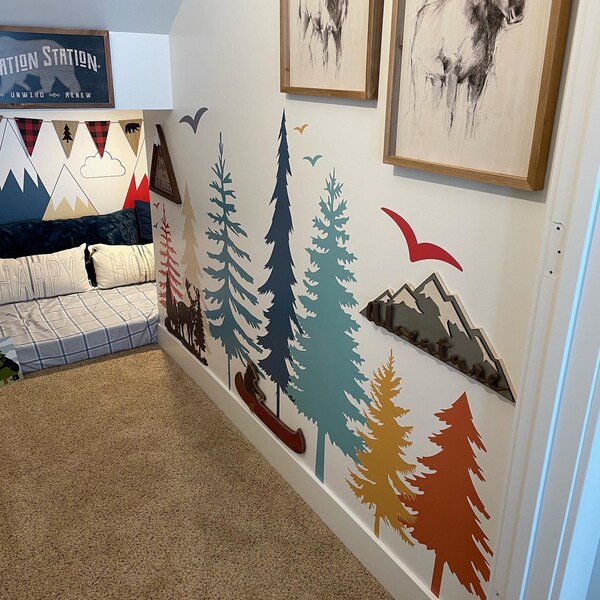 Rainbow Tree Wall Decals Over the Crib Woodland Nursery Decor | Nursery ...