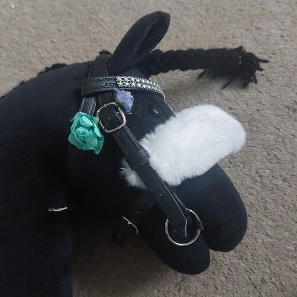 Snaffle Bridle With Fur for Hobby Horse, Single Bridle + Reins for a ...