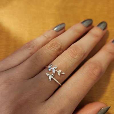 Adjustable Ring, Silver Leaves Ring, Open Ring, Stack Ring, Rings for ...