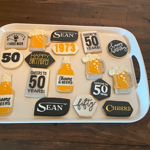 Men Birthday Party Cookies, Beer Royal Icing Decorated Cookies - Etsy