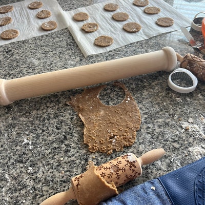 Geometry Flowers Engraved Rolling Pin, Embossed Handmade Rolling Pin ...