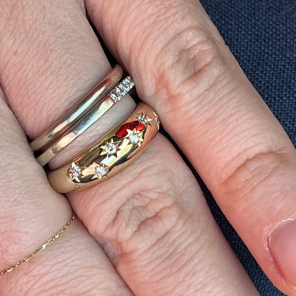 Diamond Starburst Ring / 14k Solid Gold Star Setting Diamond Ring ...