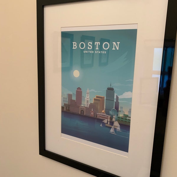 Boston Poster, Fenway Stadium, Boston Red Sox, Boston Harbour, USA ...