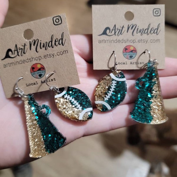 Personalized Football Earrings, Custom Team Colors, Sparkly Game Day ...