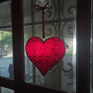 Stained Glass Heart Suncatcher Handmade Valentines Day Love Gift Deep ...