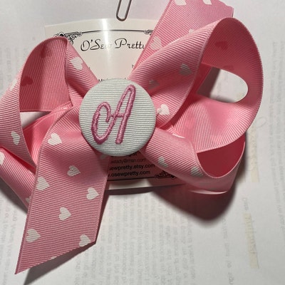Personalized Hair Bows, Embossed Initialed Hair Bow, Monogrammed Hair ...