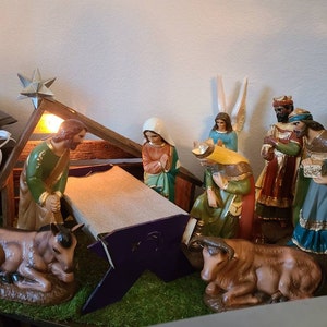 Rustic Lighted Handmade Wooden Nativity Manger Stable | Etsy