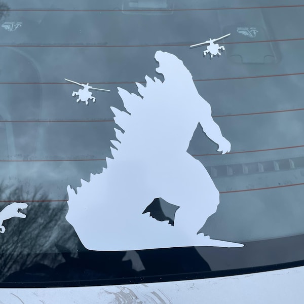 Godzilla! Round , Vinyl Decal, Permanent/removable, Kaiju, Holographic ...