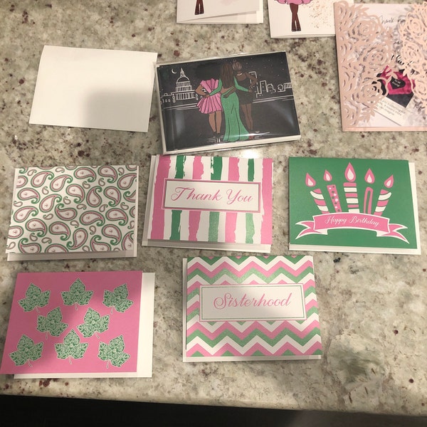 AKA Inspired Pink & Green Notecards: Sisterhood Greeting Card Set - Etsy