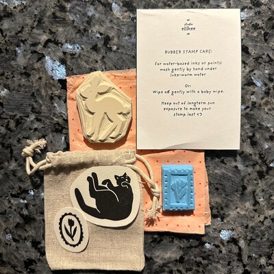 Sleeping Cat Rubber Stamp Hand Carved Rubber Stamp - Etsy