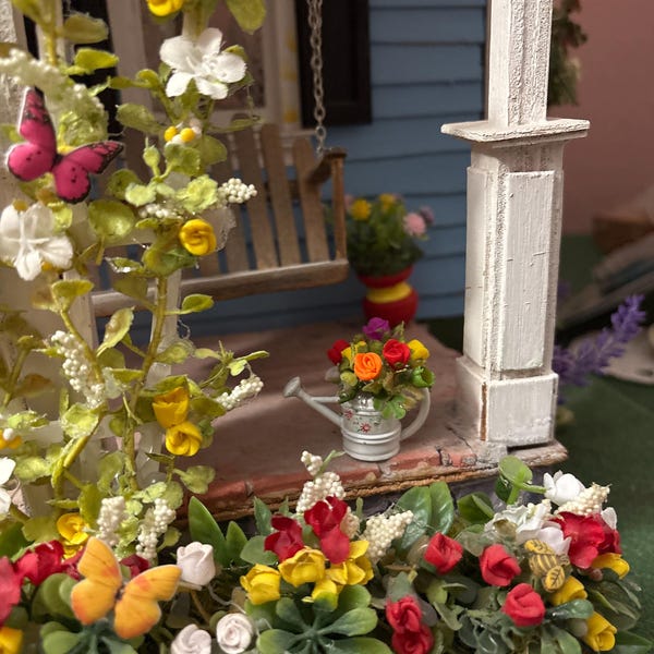 Miniature Draping Rose Window Box/polymer Roses/draping Greenery/6 ...