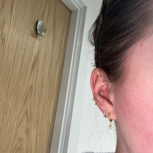 Conch Moon Hoop Piercing Gold, Conch Piercing, 18g Cartilage Hoop ...