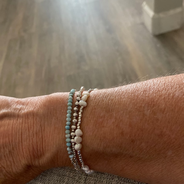 Cultured Pearl Bracelet: Karen Hill Tribe Thai Silver Beaded, Dainty ...