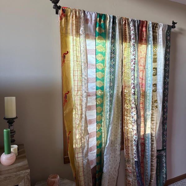 Boho Saree Curtains Upcycled Handmade Saree Curtain With Saree Strips ...