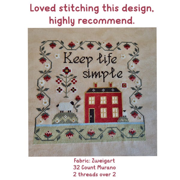 PLUM STREET SAMPLERS pink House Sampler Counted Cross Stitch Pattern ...