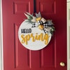 Hello Spring | Wood Door Hanger | Front Door Decor | Spring Door Hanger ...