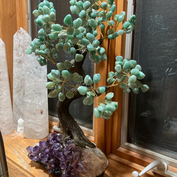 22" Tall Pink Agate Gemstone Tree W/ Amethyst Base, 540 Gems #5406PA ...