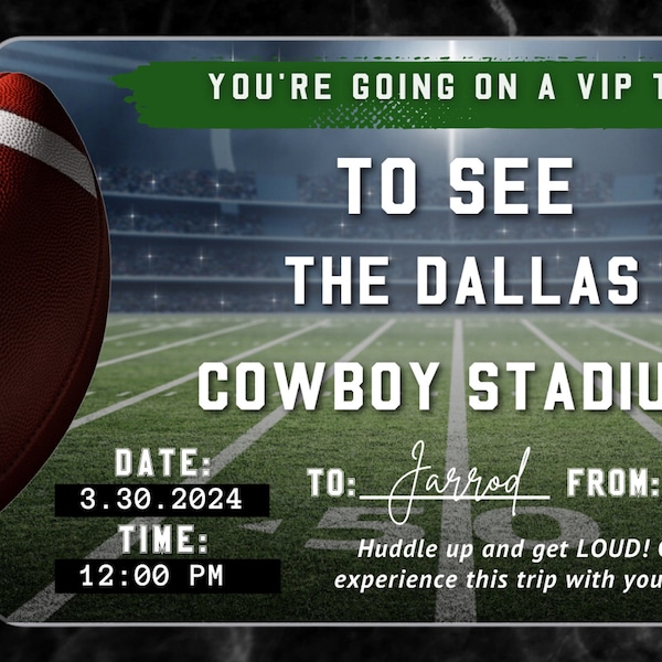 Football Ticket Template, Football Gift Certificate, Editable NFL Game ...