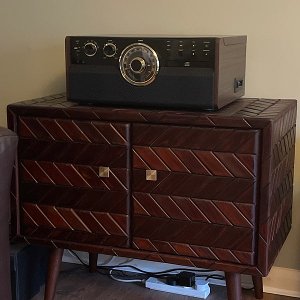 Mid Century Modern Record Player Table / Vinyl Records Storage Unit ...