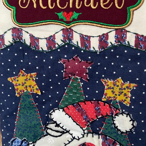 Christmas Stocking NAME PATCH - 5" X 2" Custom Personalized Iron on or ...