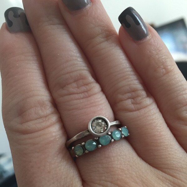 Stacking Rings, Ring Set, Silver Stack Rings, Gypsy Rings, Crystal ...