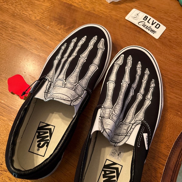 Skeleton Boney Feet Custom Vans Slip on Shoes - Etsy