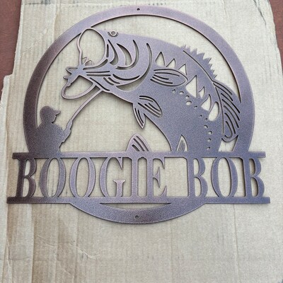 Fish Metal Name Sign, Bass Fishing Metal Monogram, Fishing Gifts for ...