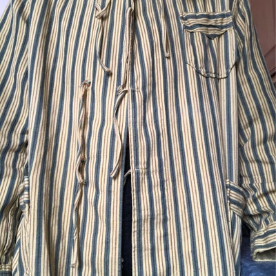 Vintage Artist Smock Chore Coat Duster Shop Coat Long Work Jacket Apron ...