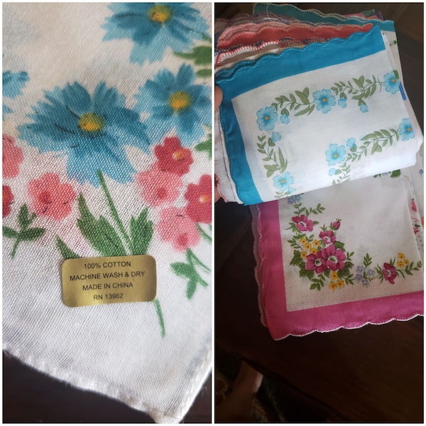 25 Women's Handkerchief Vintage Style Floral; Different Designs ...