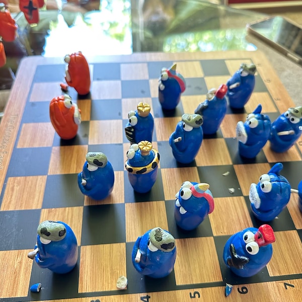 Ceramic Cute Characters Chess Set, Handmade Personalized Chess Set ...