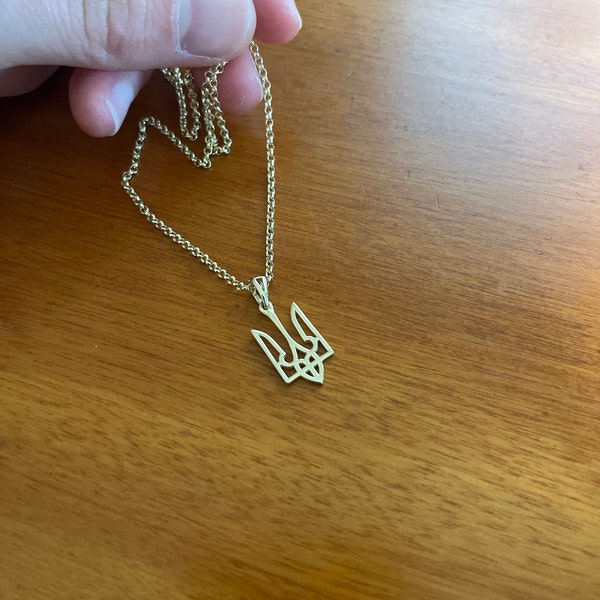 Ukrainian Trident Tryzub Pendant Ukraine Necklace Jewelry Charm 14k ...
